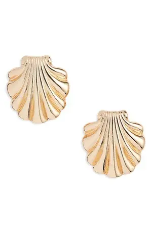 OPEN EDIT Scallop Shell Stud Earrings