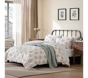 Laura Ashley Jessika Cotton Flannel Twin Comfor Ter Set - One-color