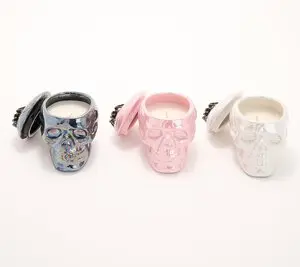 HOMEWORX BY SLATKIN + CO. As Is Set Of 3 Mini Skull Candles - One-color