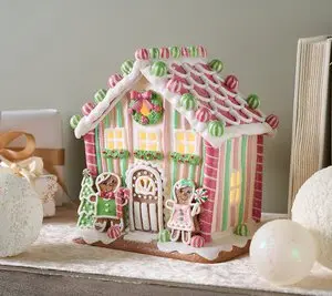 VALERIE PARR HILL As Is Lit Sweet Shop Peppermint Gingerbread Cottage-valerie - One-color