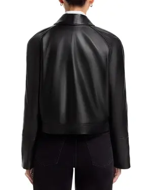 Frame The Leather Zip Front Jacket In Black - 40% Off | Editorialist