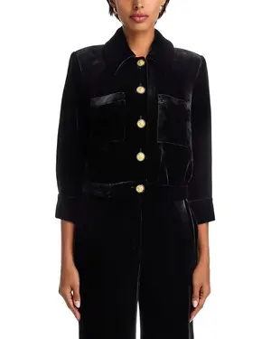 L'Agence Jia Velvet Jacket - Black