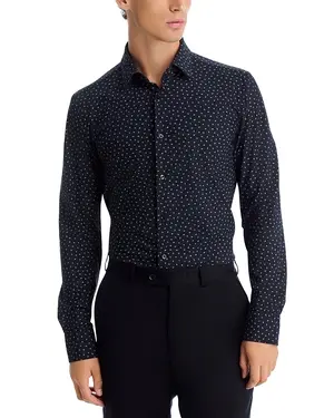 BOSS Hank Slim Fit Button-front Performance Shirt - Black