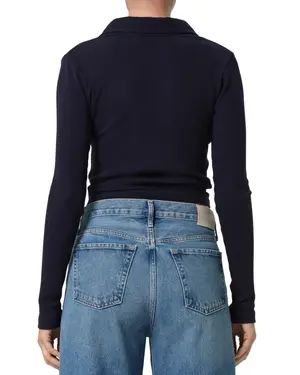 Citizens Of Humanity 60's Long Sleeve Polo Top - Navy