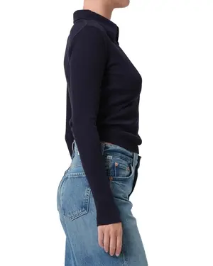 Citizens Of Humanity 60's Long Sleeve Polo Top - Navy