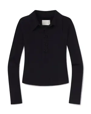Citizens Of Humanity 60's Long Sleeve Polo Top - Navy