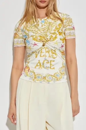Versace Top With Decorative Draping And Safety Pin