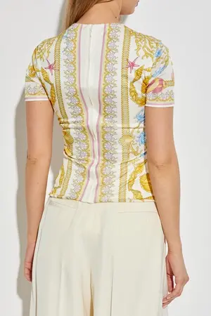 Versace Top With Decorative Draping And Safety Pin