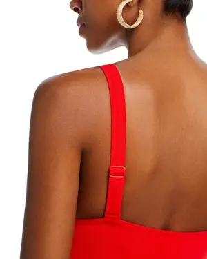 Robin Piccone Ava Plunge Neck Tie-front One-piece Swimsuit - Fiery Red