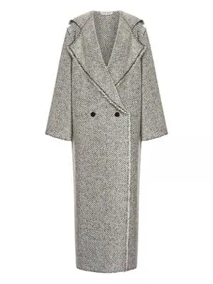 Alberta Ferretti Herringbone-pattern Double-breasted Coat