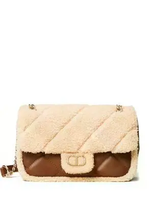 TWINSET Quilted Shearling Shoulder Bag