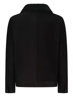 SALVATORE SANTORO Fleece-collar Suede Jacket