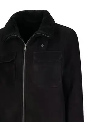 SALVATORE SANTORO Fleece-collar Suede Jacket
