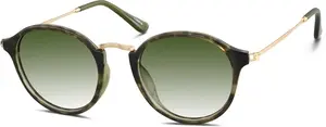 Zenni Full Rim Round Frame Sunglasses - Green Tortoiseshell