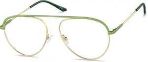 Zenni Vintage Aviator Glasses With Stainless Steel Full Rim Frame - Green
