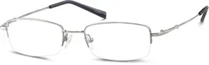 Zenni Rectangle Half-Rim FlexTitanium Eyeglasses Silver