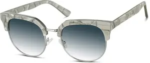 Zenni Vintage Browline Full Rim Frame Sunglasses Gray