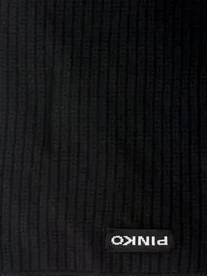 Pinko Ribbed Logo-patch Scarf - Black