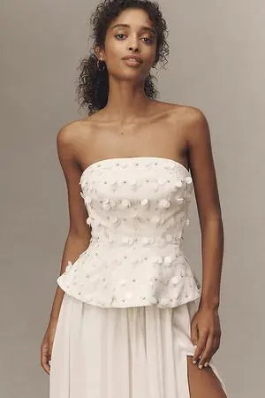 Bhldn Strapless Embellished Peplum Maxi Dress