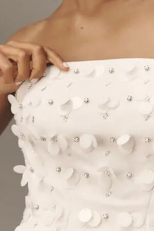 Bhldn Strapless Embellished Peplum Maxi Dress
