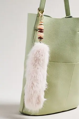 Anthropologie Faux-fur Beaded Bag Charm - Tan