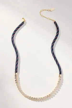 Anthropologie Corded Crystal Necklace - Navy