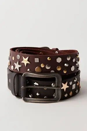 Free People Studded Leather Belt - Black