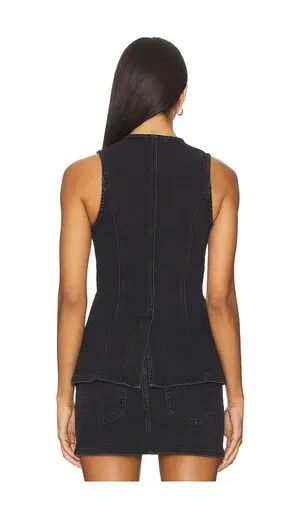 MORE TO COME Maeve Sleeveless Top With Button Front - Black