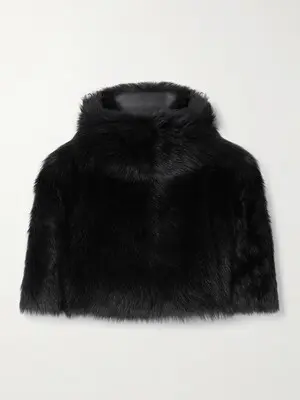 Khaite Rovero Shearling Turtleneck Cape