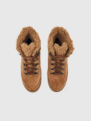 REISS Siarah Suede Faux-shearling Trainer Boots