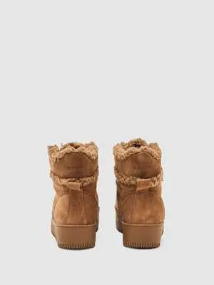 REISS Siarah Suede Faux-shearling Trainer Boots