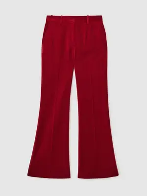 REISS Elia Petite Velvet Tuxedo-stripe Flared Trousers - Red