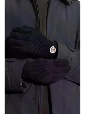 Moncler Logo-patch Gloves - Blue