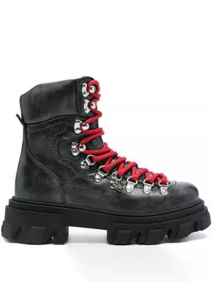 GANNI Lace-up Lug-sole Boots - Brown