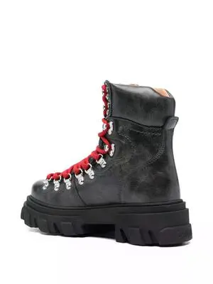 GANNI Lace-up Lug-sole Boots - Brown