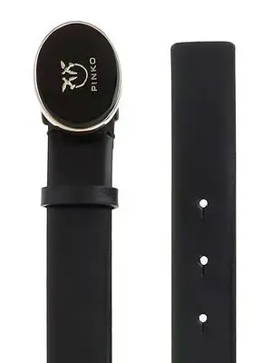 Pinko Logo-plaque Leather Belt - Black