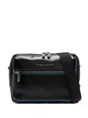 PIQUADRO Logo-plaque Zip-fastening Shoulder Bag - Black