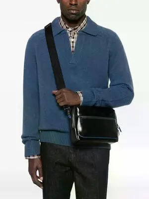 PIQUADRO Logo-plaque Zip-fastening Shoulder Bag - Black