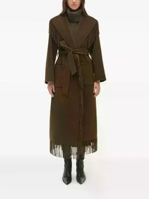Simkhai Fringe-trimmed Belted Coat