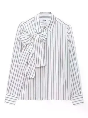 MSGM Striped Bow-detail Shirt