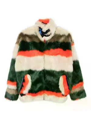QUETSCHE Striped Faux-fur Jacket