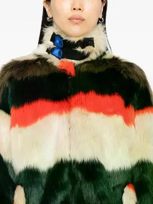 QUETSCHE Striped Faux-fur Jacket