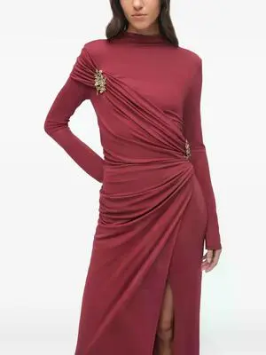 Simkhai Izadora Draped Jewel-embellished Dress - Red