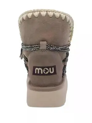 Mou Crochet-trim Lace-up Ankle Boots - Neutrals