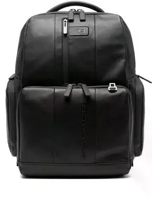 PIQUADRO Panelled Leather Backpack - Black