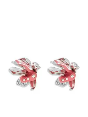 Marni Flower-motif Crystal-embellished Earrings - Silver