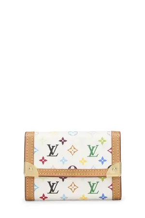 LOUIS VUITTON Takashi Murakami X Monogram Multicolore Porte Monnaie Plat - White