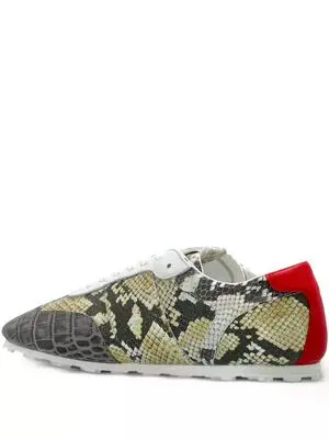 Marni Crocodile-effect Leather Sneakers - Grey