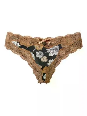TWINSET Floral-lace Thong - Black