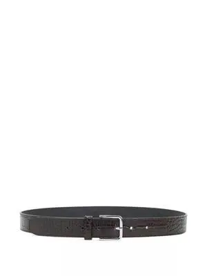 THE FRANKIE SHOP Crocodile-embossed Leather Belt - Brown